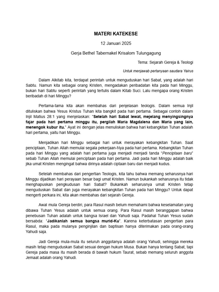 2025 - Katekese Mingguan GBT Krisalom | PDF