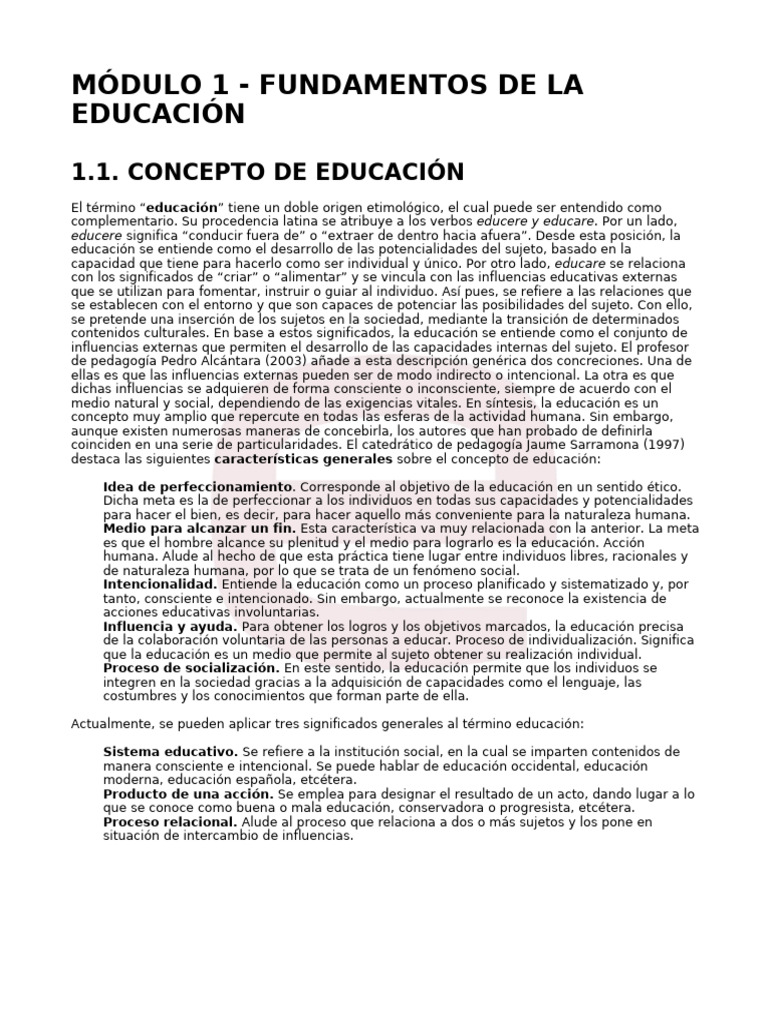Modulo 1 Fundamentos de La Educacion | PDF | Aprendizaje | Educación Secundaria