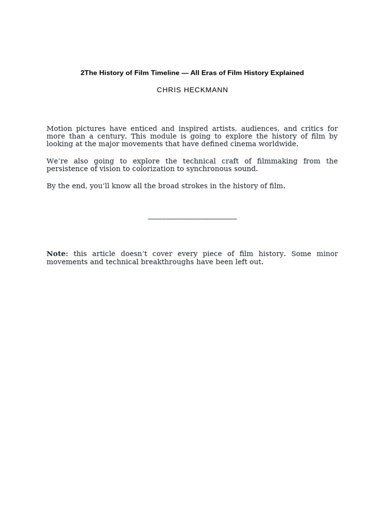 The History of Film Timeline | PDF | Cinema Of The United States
