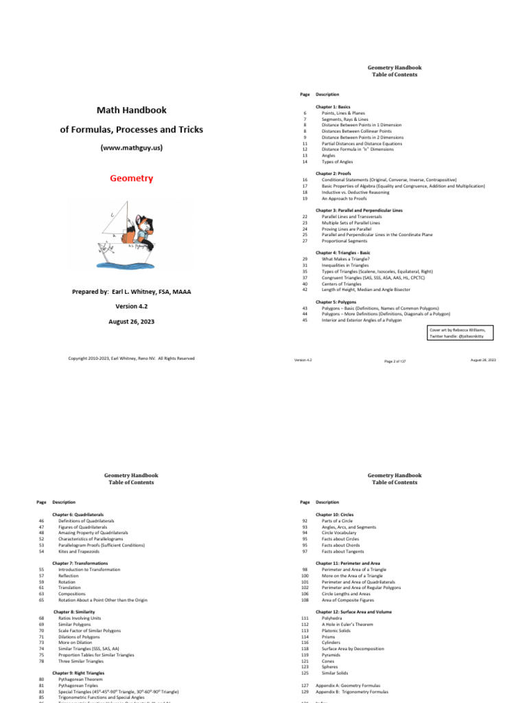 Geometry Handbook 2 Pages | PDF | Line (Geometry) | Area