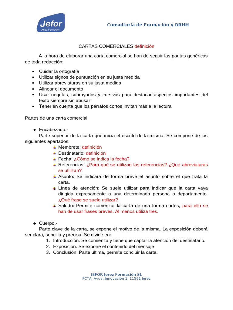 Ejercicios Cartas Comerciales | PDF | Escritura