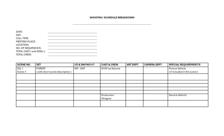 Shooting Schedule Breakdown Guide | PDF