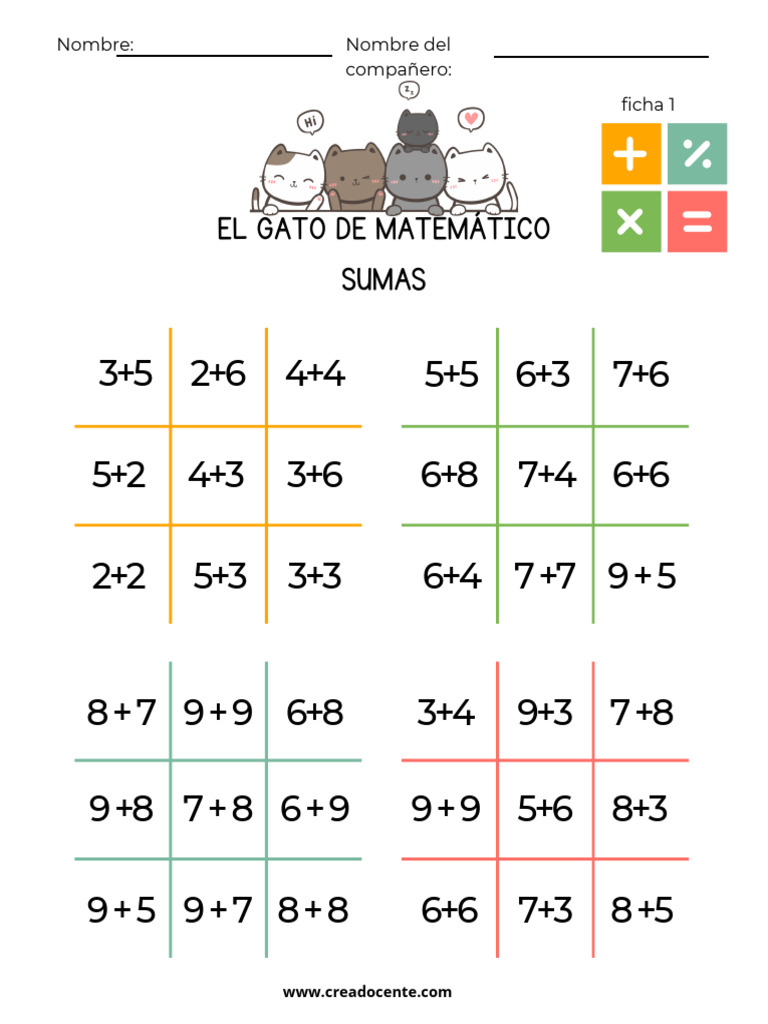 juego del gato matematico_creadocente | PDF