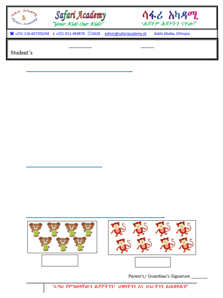Numbers Worksheet Two For LKG | PDF