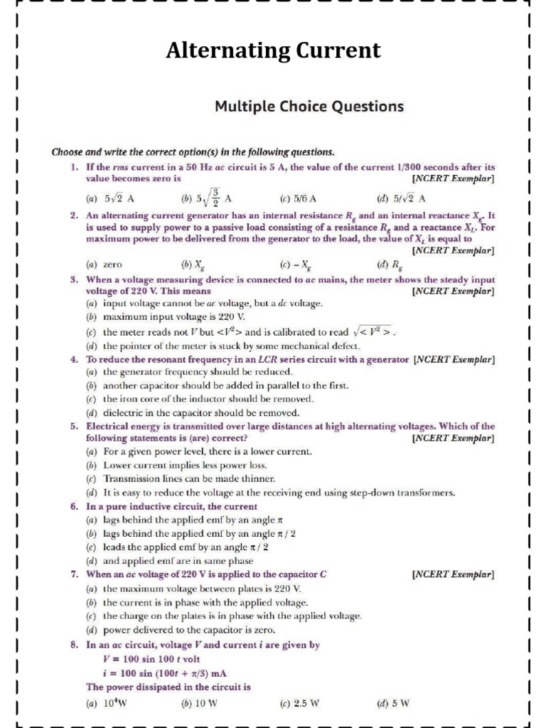 All Pyq Alternating Current | PDF