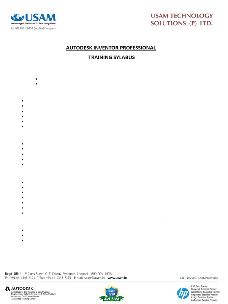 Inventor Full Course Syllabus | PDF | Sheet Metal | Mechanical Engineering