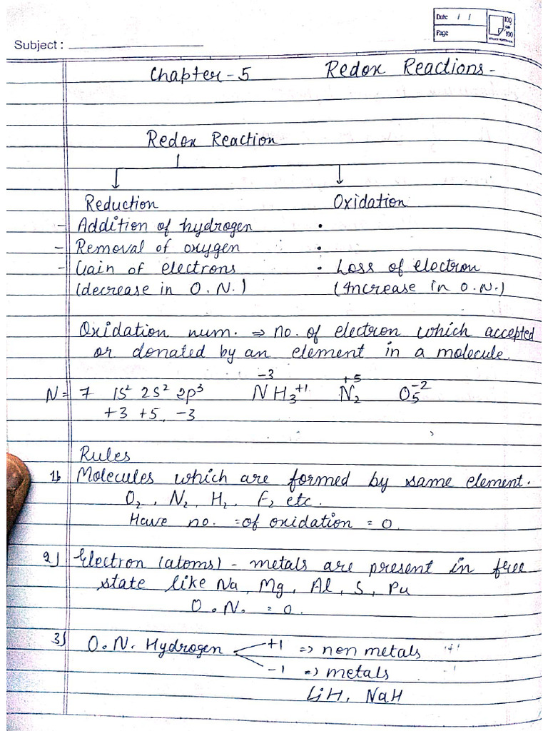 School Notes - Redox Reaction | PDF
