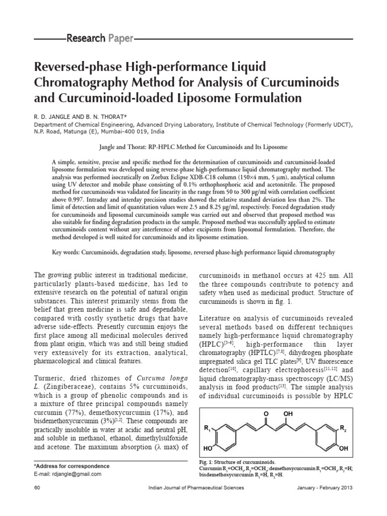 RP-HPLC Method for Curcuminoids Analysis | PDF | High Performance ...