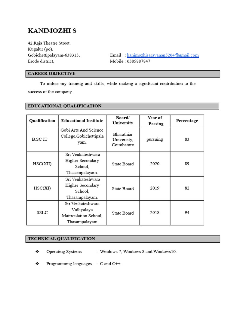 Kani's Resume | PDF