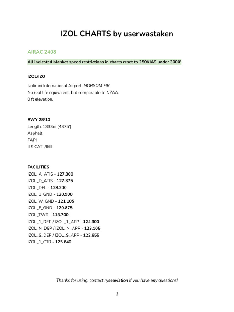 Izolirani Airport Charts Overview | PDF
