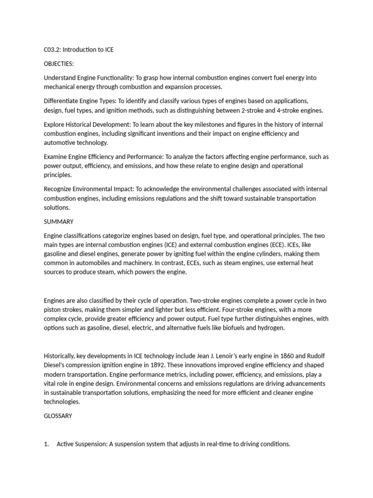 C03.2 Introduction To ICE | PDF | Internal Combustion Engine | Diesel ...
