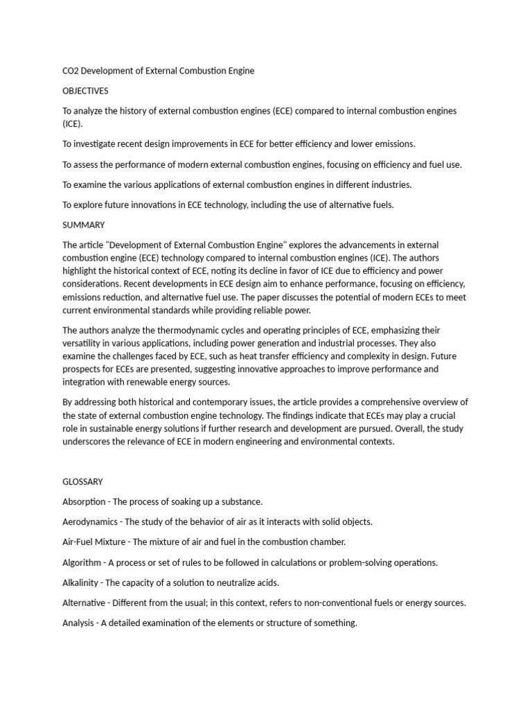 Advancements in External Combustion Engines | PDF | Engines | Internal ...
