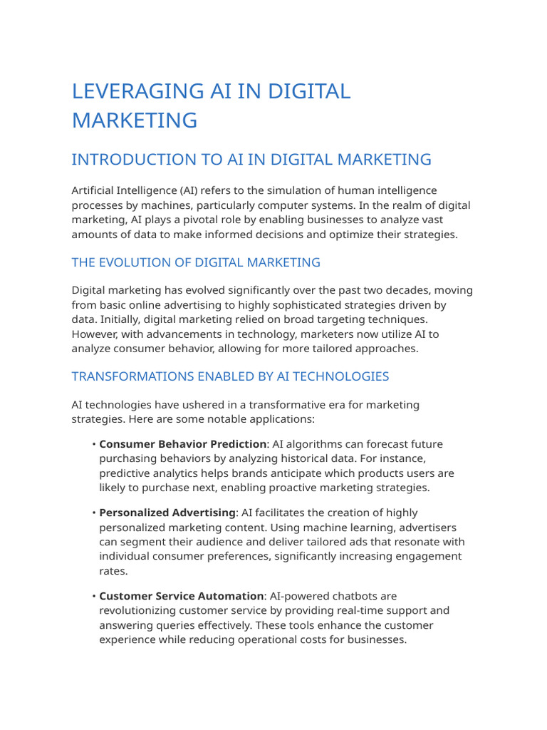 Leveraging AI in Digital Marketing | PDF | Artificial Intelligence ... Leveraging AI in Digital Marketing | PDF | Artificial Intelligence ...