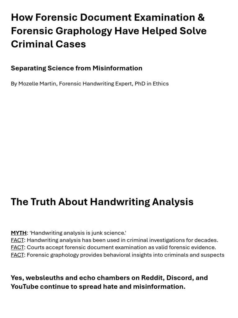 Forensic Document Examination & Forensic Graphology Slideshare | PDF ...