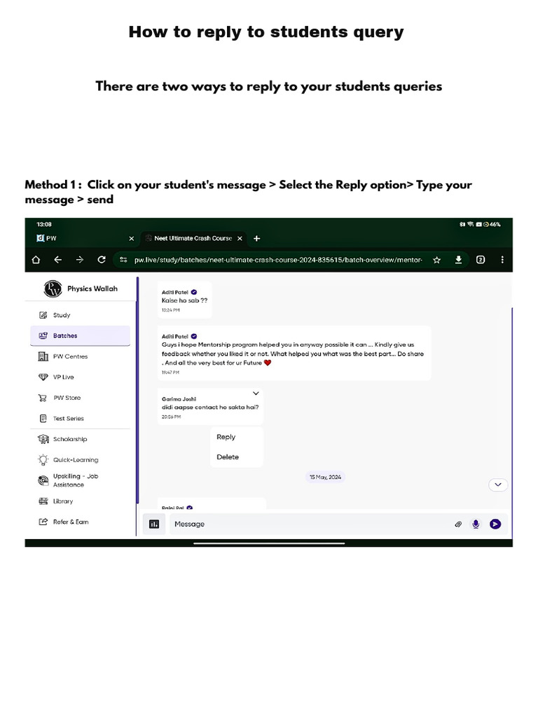 How To Reply To Students Query | PDF
