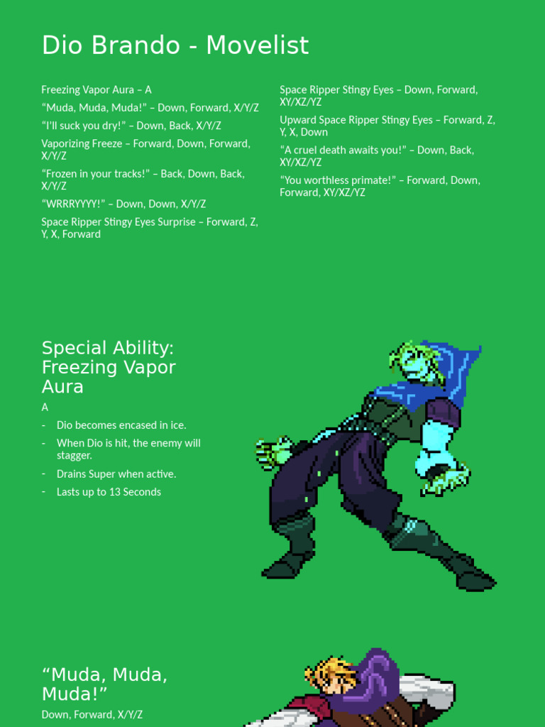 Dio Brando Mugen Movelist Guide | PDF