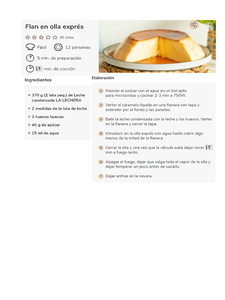 Flan, Quesillo y Otras Recetas en Olla Exprés | PDF | Alimentos | Cocina