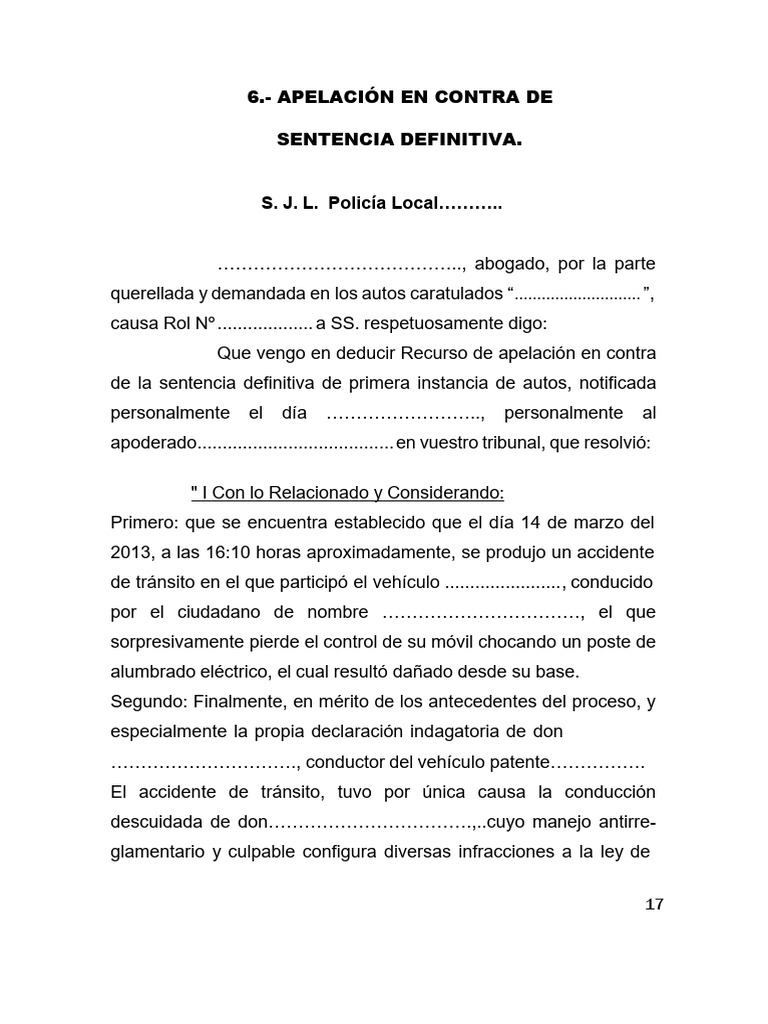 Modelo Apelacion JPL | PDF | Apelación | Caso de ley