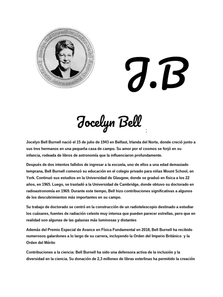 Jocelyn Bell Burnell: Pionera en Astronomía | PDF