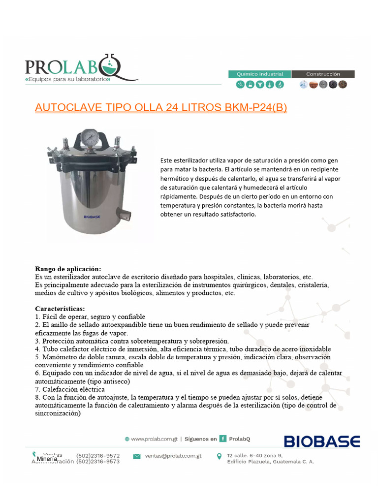 Ficha Tecnica - Bkm-p24(b) Autoclave (1) | PDF