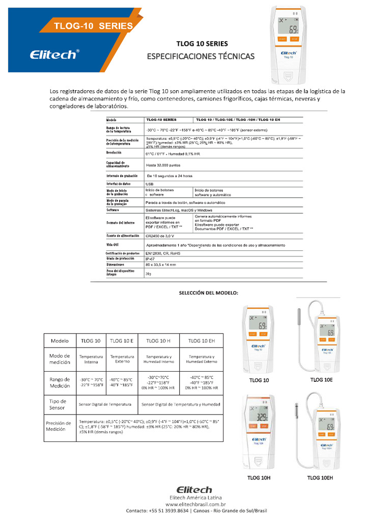 Ficha Tecnica - Tlog 10H - Ellitech | PDF