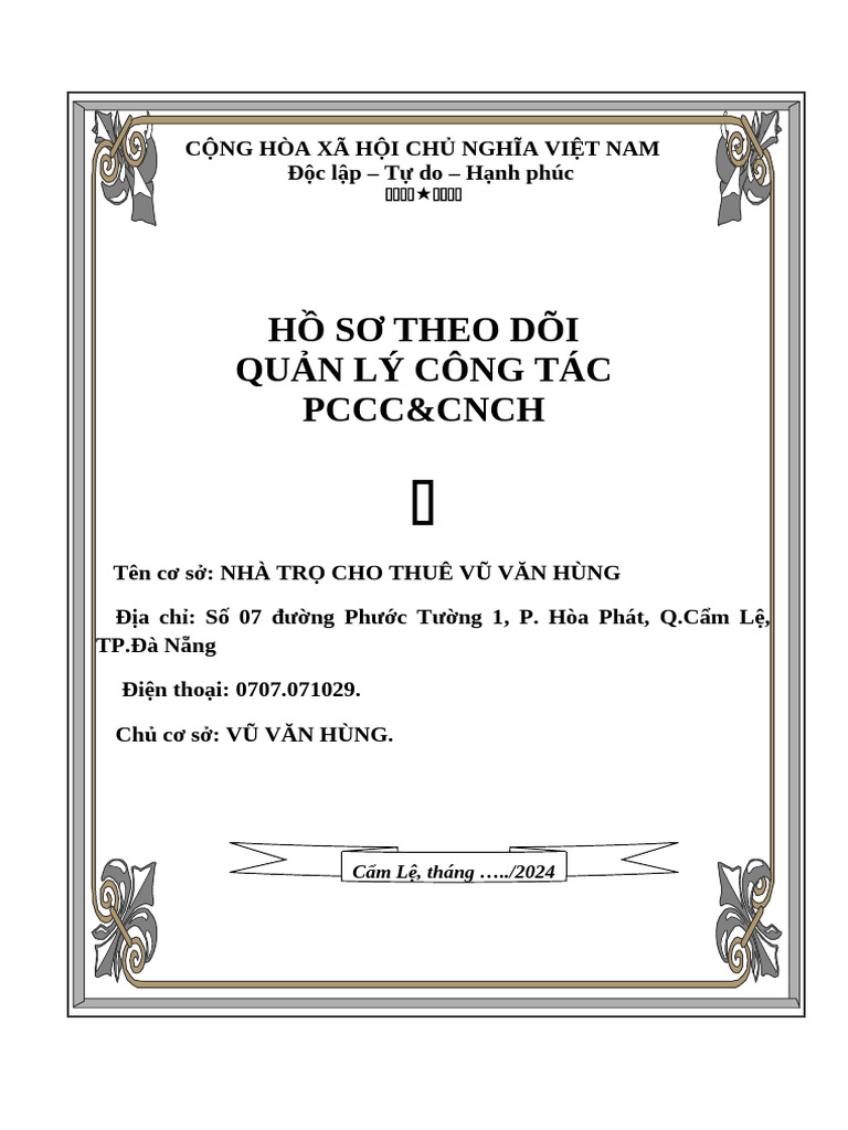 Hồ sơ quản lý PCCC (07 Phước Tường 1) | PDF