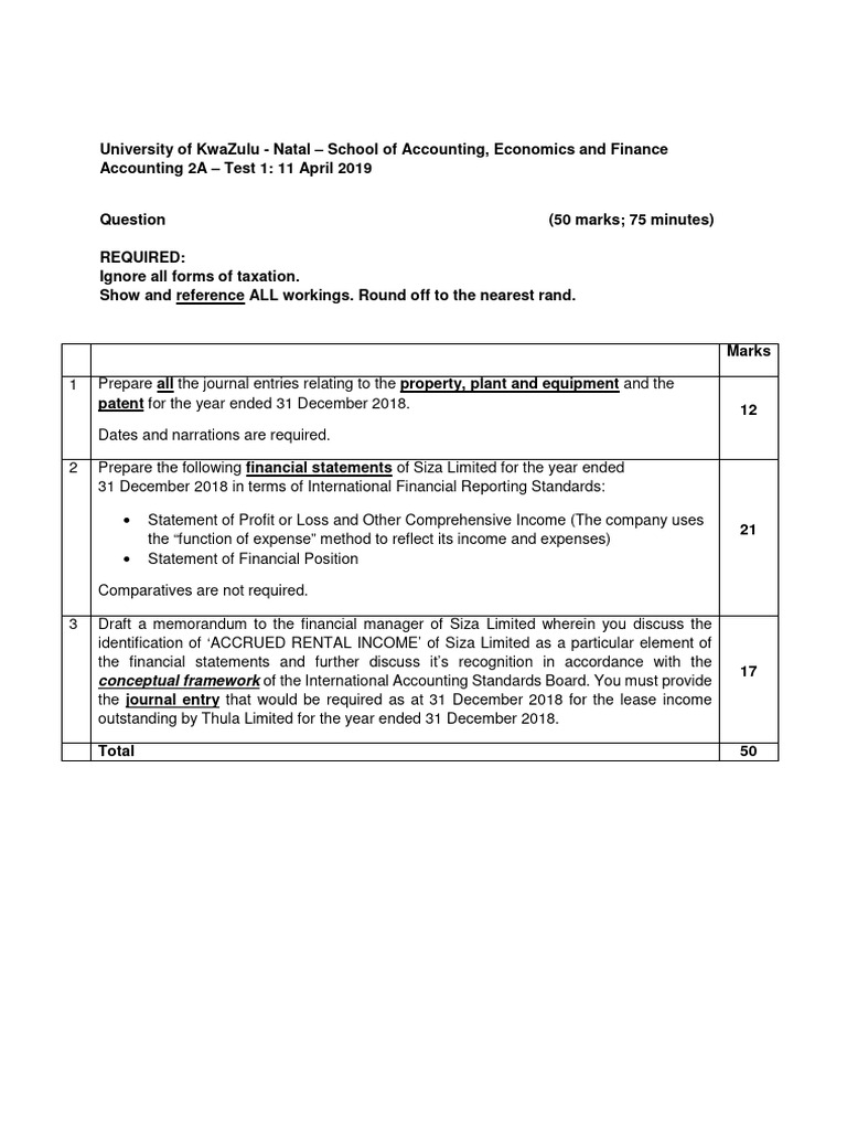 Accounting Test: Journal Entries & Financial Statements | PDF