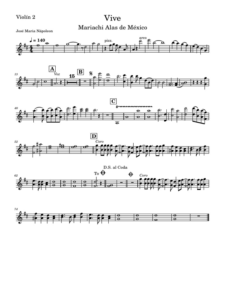 Mariachi Alas de México: Violín 2 | PDF