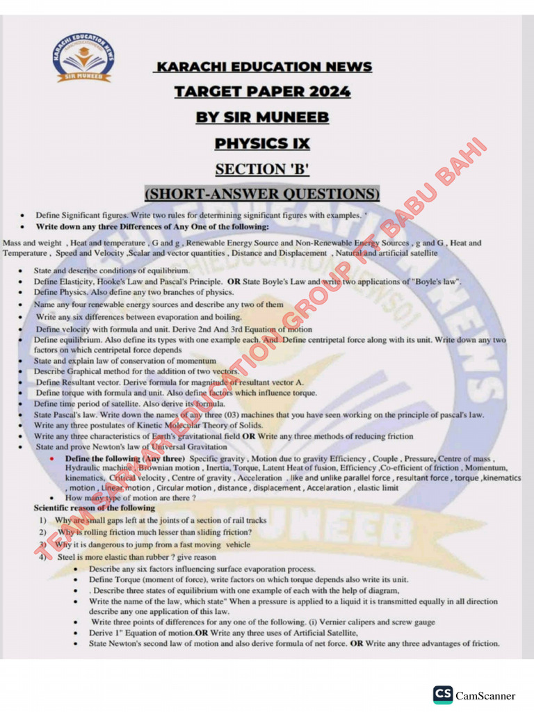 Ix Physics Sir Muneeb PDF by Team Sarkar | PDF