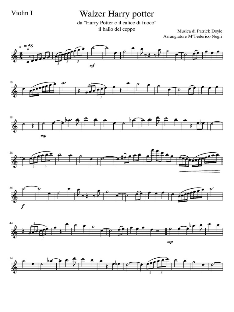 Walzer Harry Potter-Violin - I | PDF