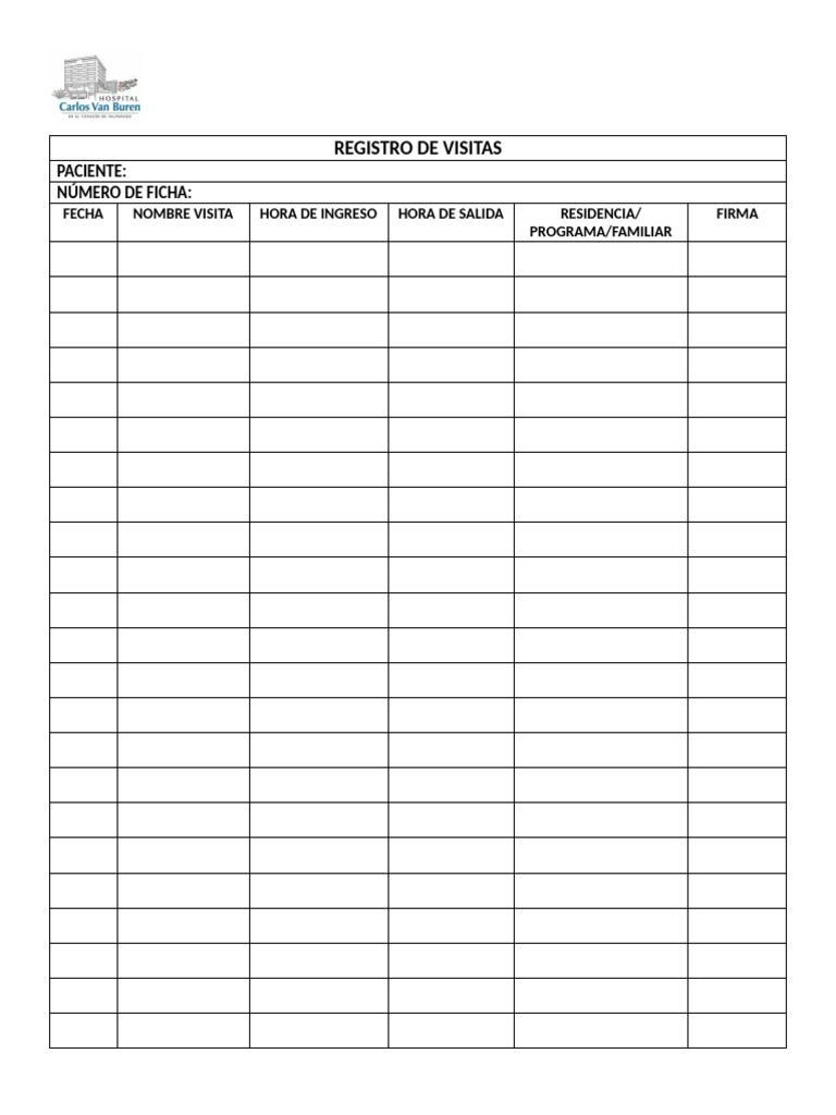 Registro de Visitas Sala | PDF