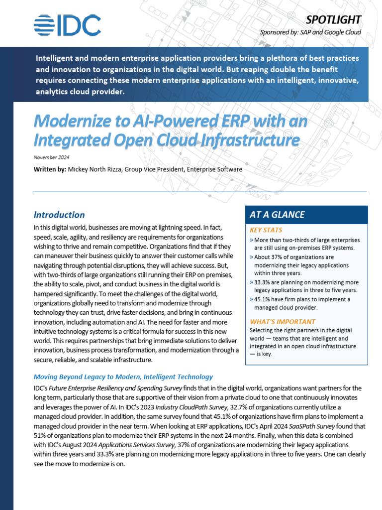 IDC Spotlight_ Modernize to AI-Powered ERP with an Integrated Open Cloud Infrastructure | PDF ...
