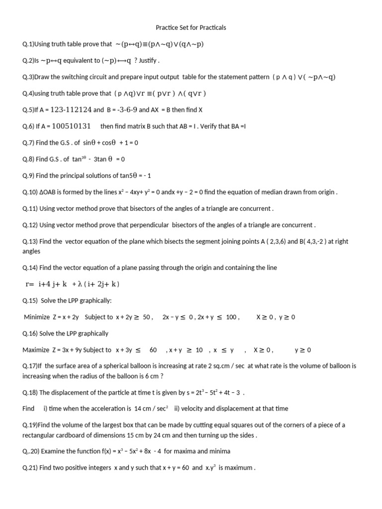 Practical Exercises in Logic and Mathematics | PDF | Geometry ...
