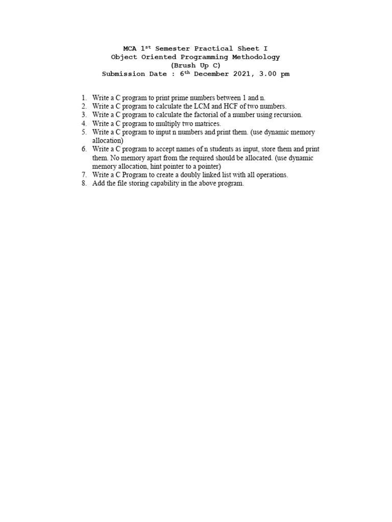 OOP Assignment - 1 | PDF