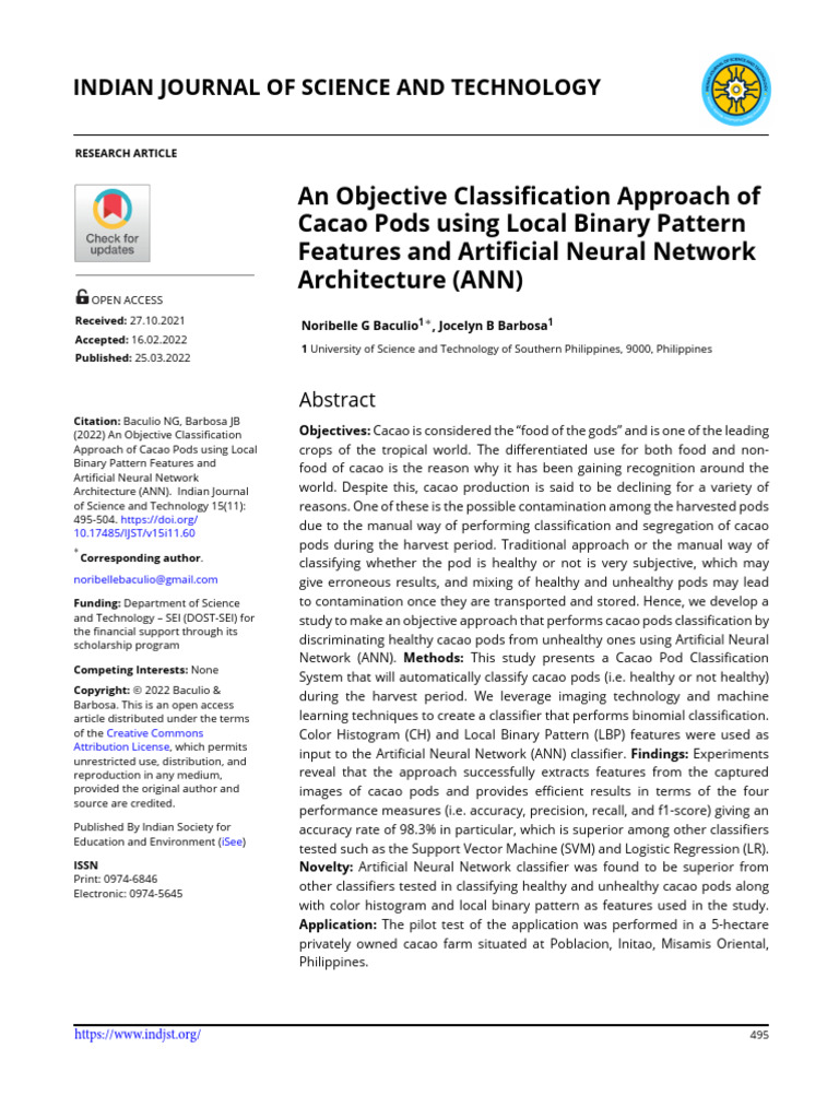 Seleccion de Mazorca Con Fitoctora Con Inteligenia Visual | PDF | Statistical Classification ...