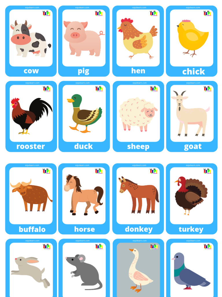 Farm Animals Mini Flashcards | PDF