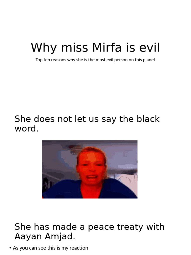 Why Miss Mirfa Is Evil | PDF