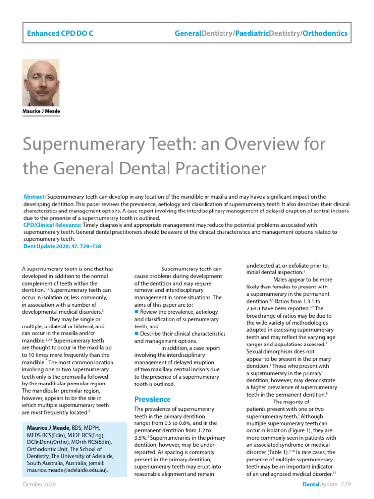 Supernumerary Teeth An Overview For | PDF | Human Tooth | Dental Anatomy