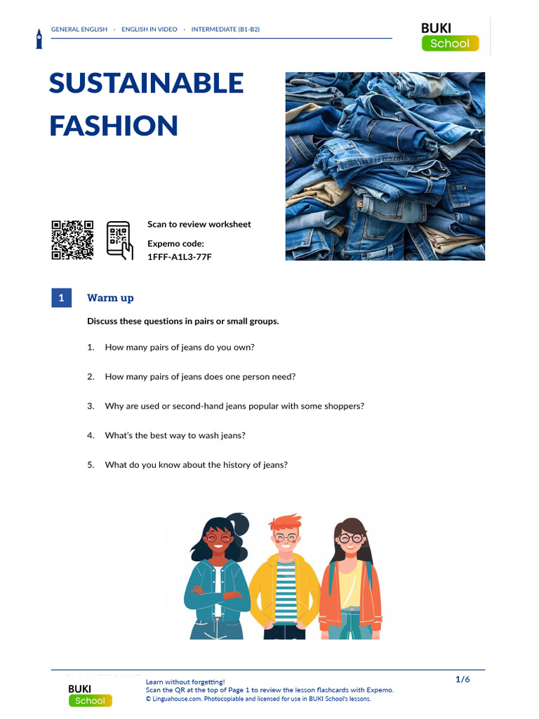 Sustainable Fashion British English Student B1 B2 | PDF | Jeans