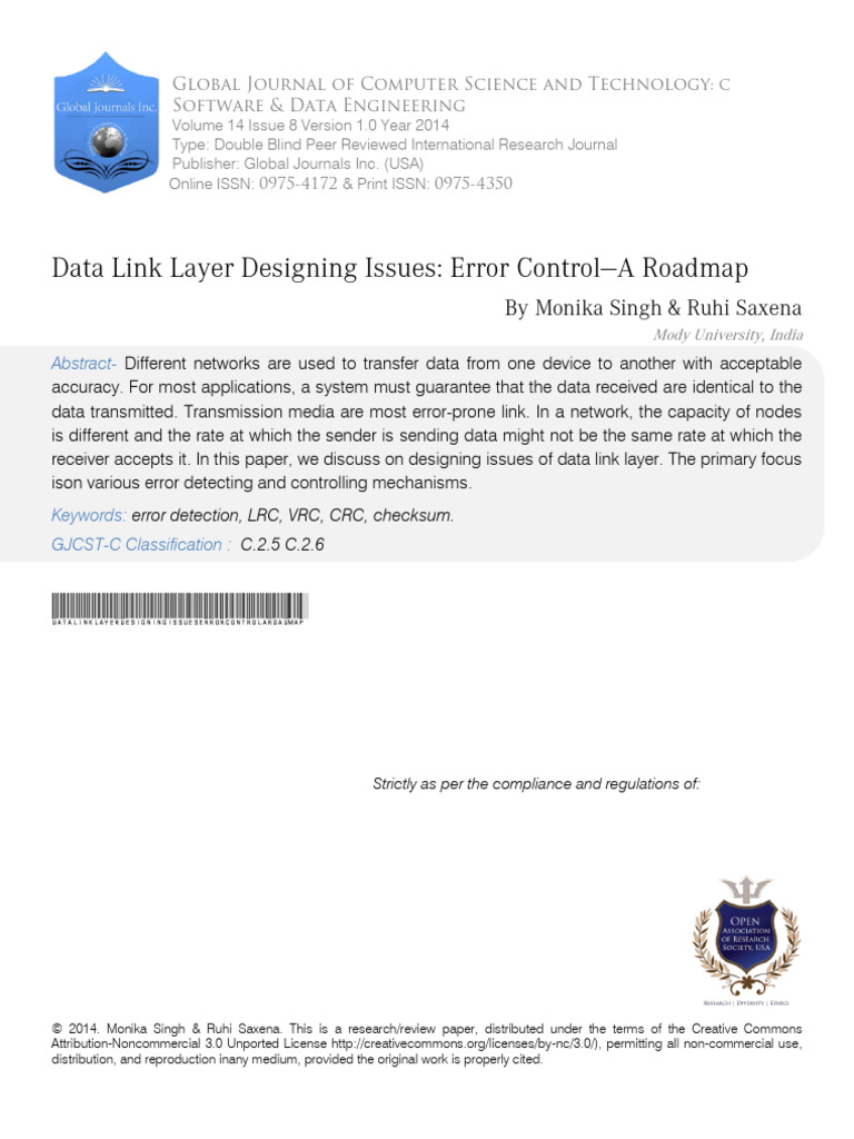 1-Data-Link-Layer-Designing-Issues-Error_pdf | PDF | Error Detection And Correction | Networking ...