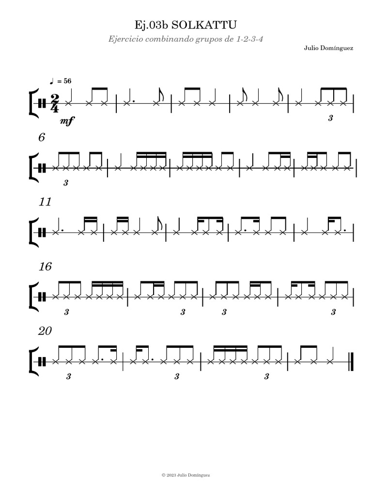 Ejercicio de Solkattu: Grupos 1-2-3-4 | PDF