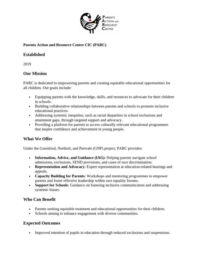 Parents Action and Resource Centre CIC | PDF