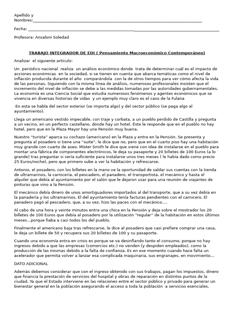 Integrador EDI 2024 | PDF | Economía keynesiana | Economía política