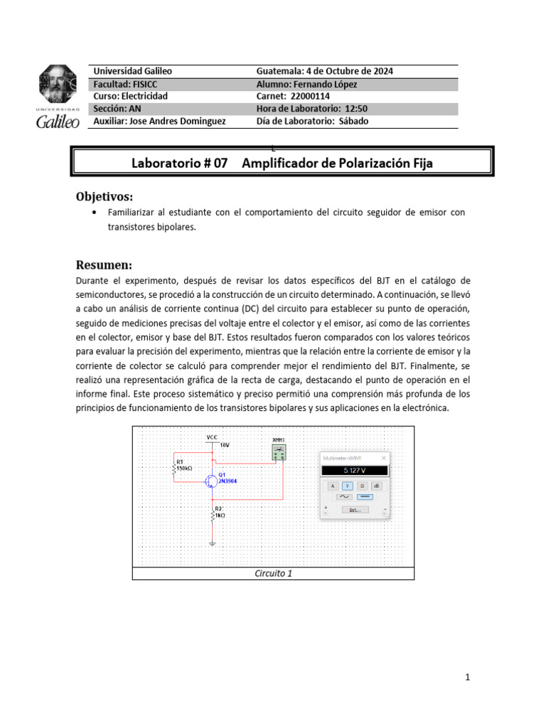 Análisis de Circuito Seguidor de Emisor | PDF | Transistor de unión bipolar | Transistor