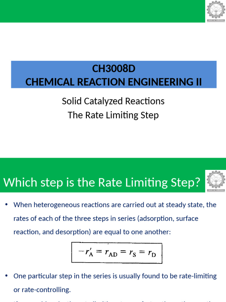 CRE II Solid Catalysis Rate Limiting Step | PDF | Heterogeneous ...