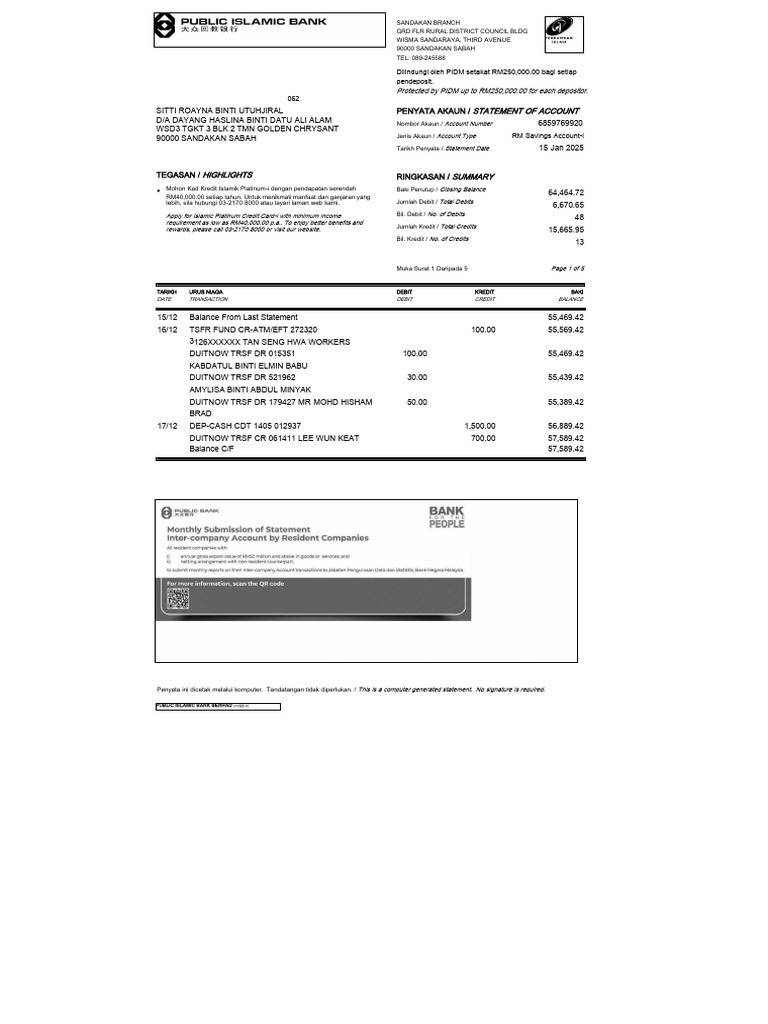 Sunyap Development Account Statement | PDF | Debits And Credits ...