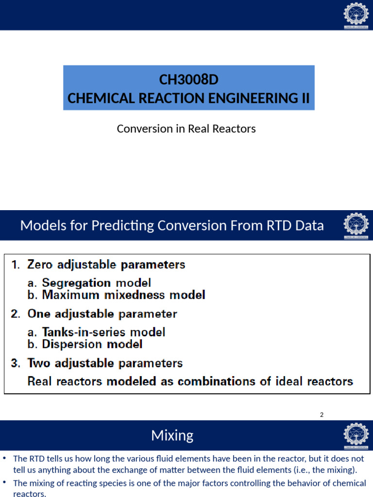 CRE_II_Conversion_Real_Reactors_RTD (2) | PDF | Chemical Reactor ...