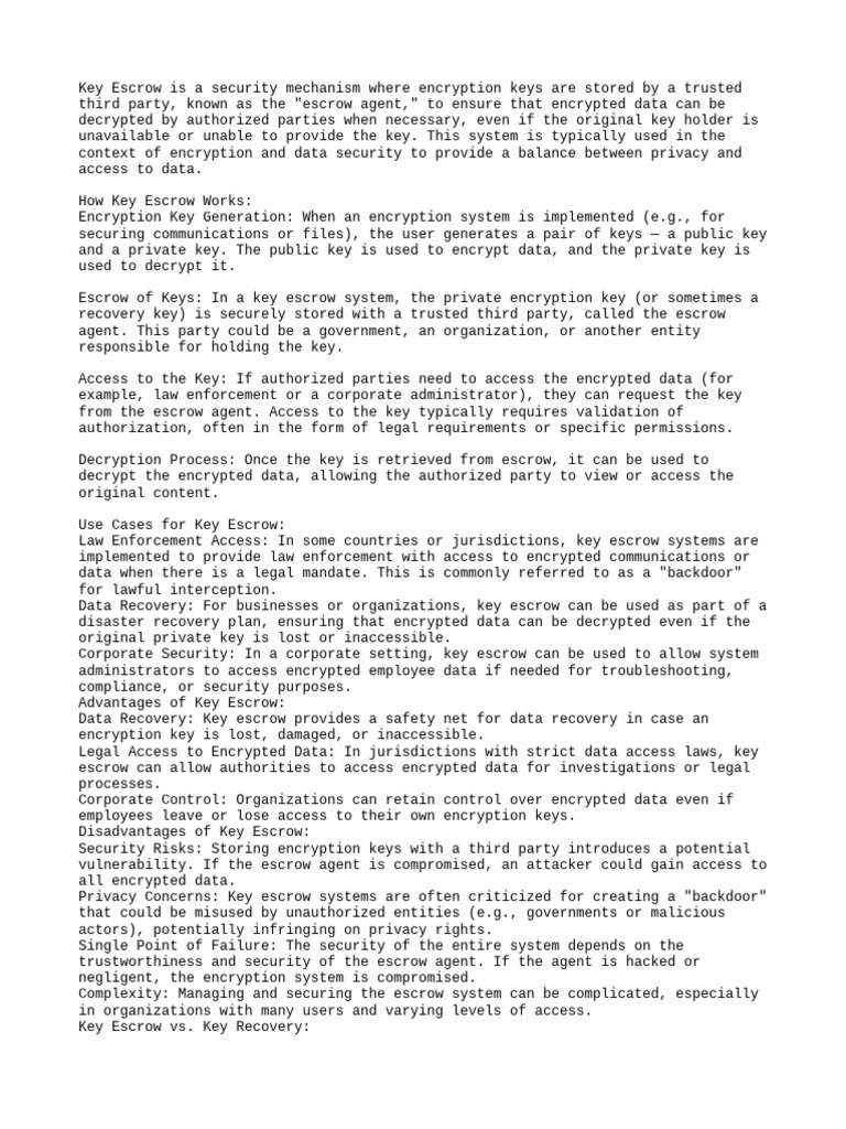 key escrow | PDF | Encryption | Computer Security