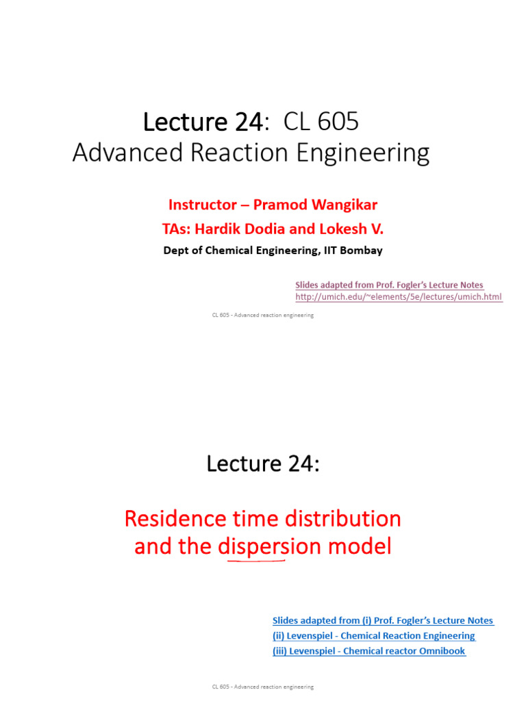 PW Lec24 RTD and Dispersion Model PDF | PDF | Chemical Engineering | Process Engineering