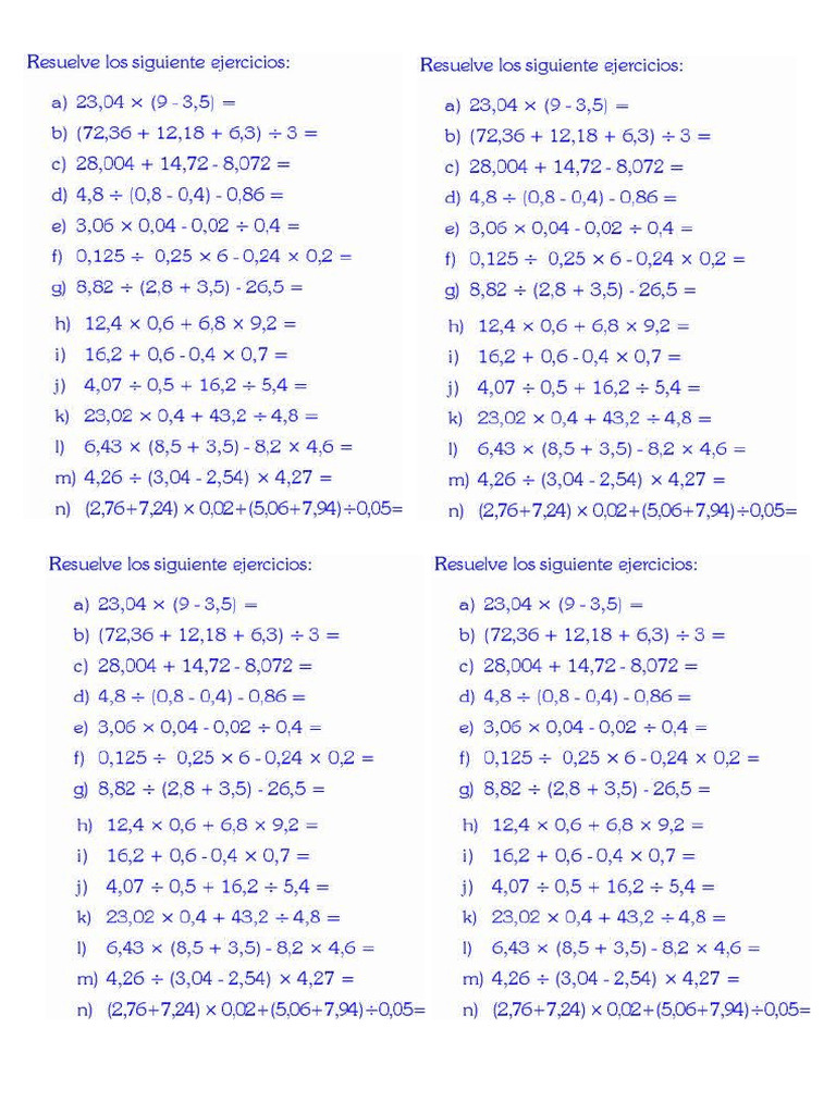 Operaciones Con Decimales | PDF
